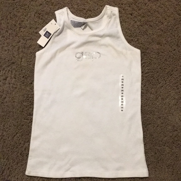GAP | Shirts & Tops | Nwts Gap White Rhinestone Gap In Center Sz 8 ...